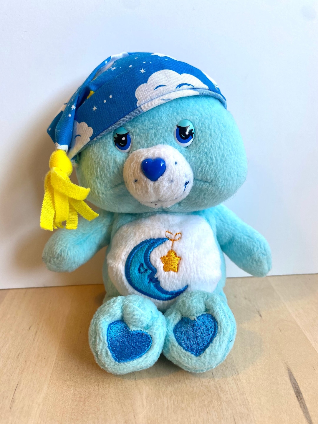 Retro 2004 Blue Care Bears Bedtime Bear With Cloud Night Cap Stuffed ...
