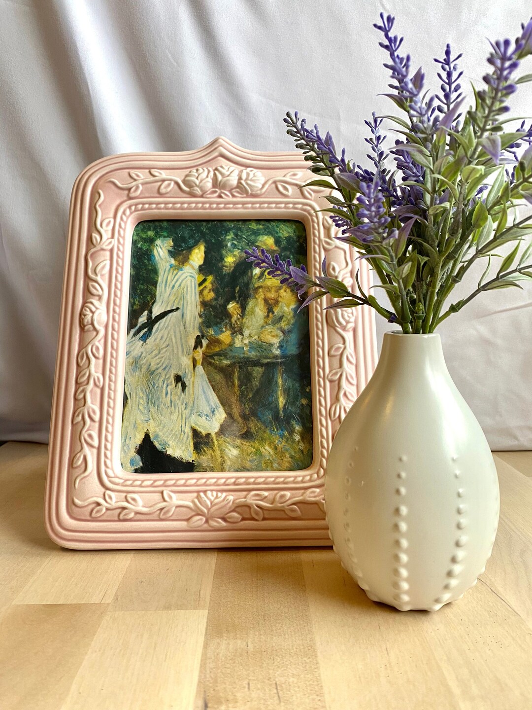 Vintage Shabby Chic Romantic Cottagecore Pink Floral Rose Picture Frame ...