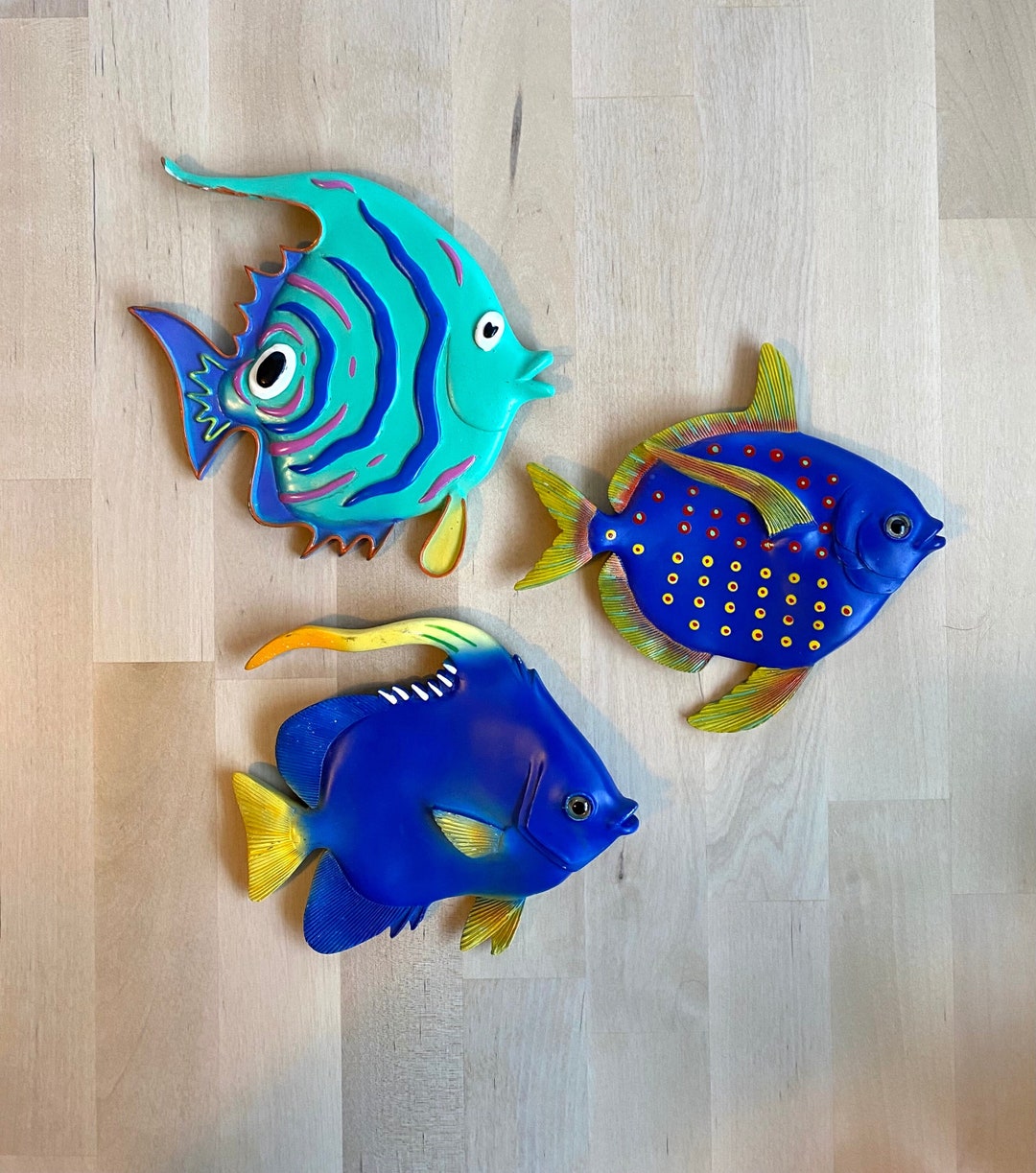 Kitschy 90s Style Retro Colorful Tropical Fish Wall Hanging Decor ...