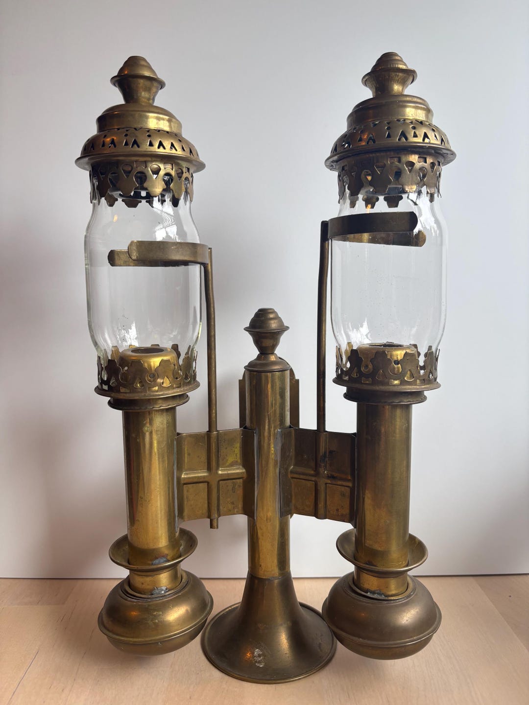 Beautiful Vintage Brass Railway Train Carriage Double Candle Holder ...