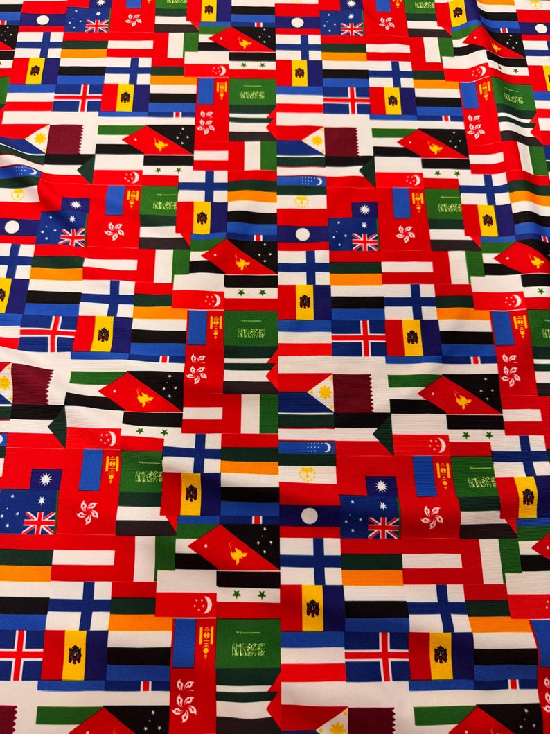 New Nations Flags Pattern Design Print on Nylon Spandex - Etsy