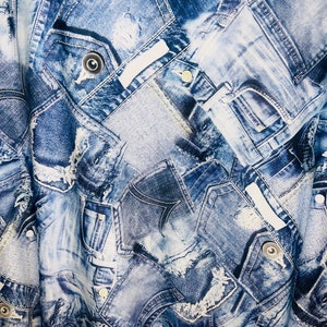 Blue Jeans Design Print on Nylon Spandex 4-way Stretch 58/60”sold by ...
