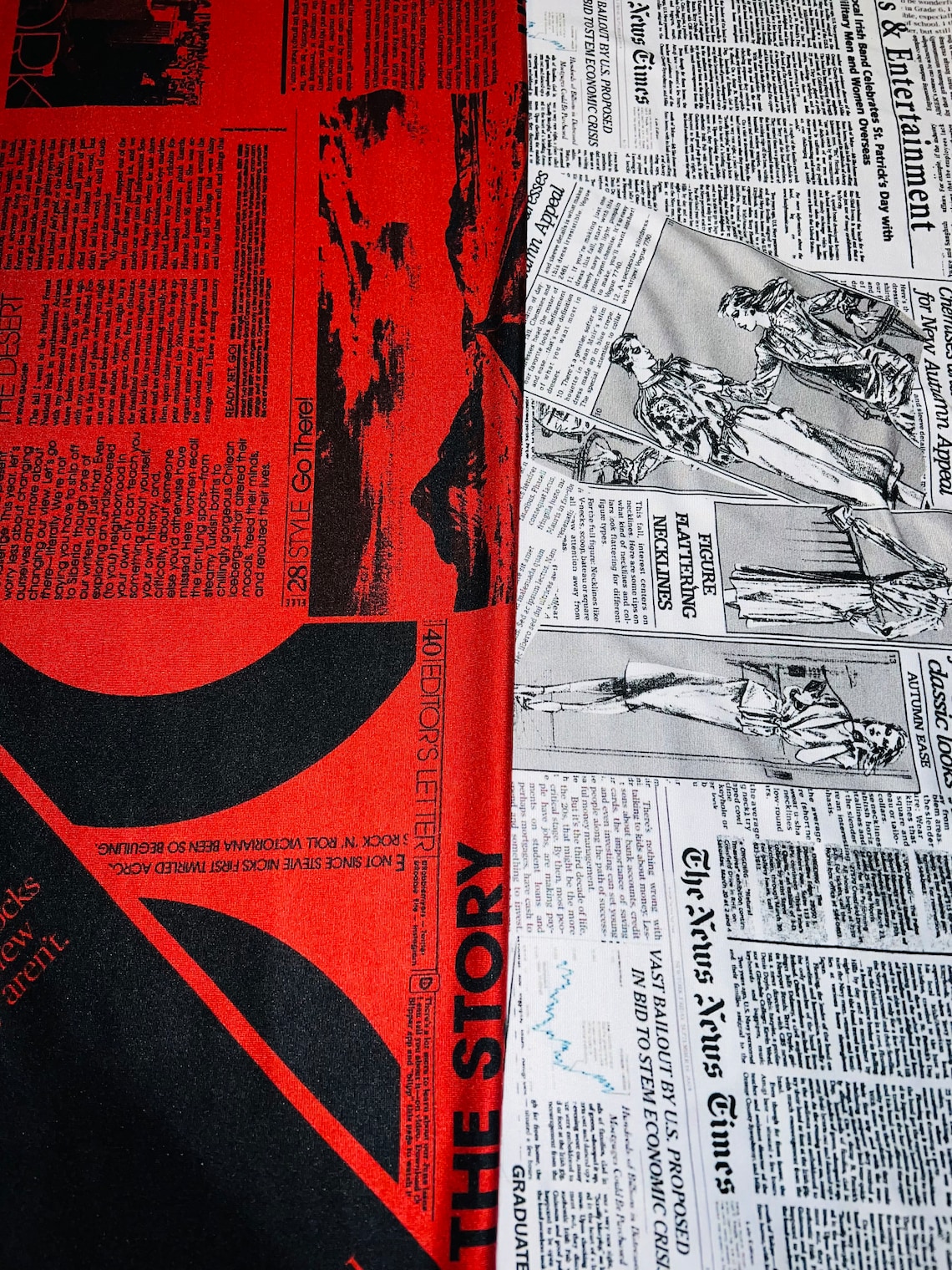 Newspaper Design Print on Poly Spandex - Etsy