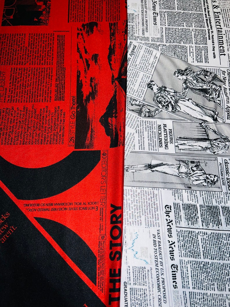 Newspaper Design Print on Poly Spandex - Etsy
