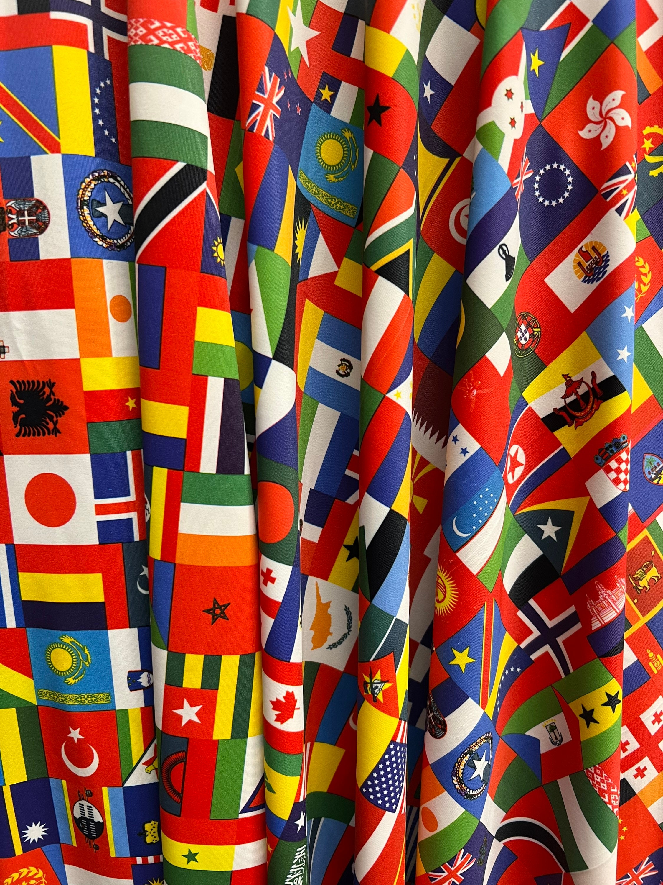 Flags of the World Design Print on Nylon Spandex - Etsy