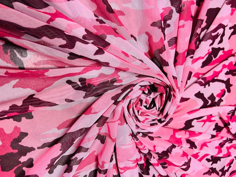 Pink Multi Camouflage Pattern Design Print on Power Mesh - Etsy