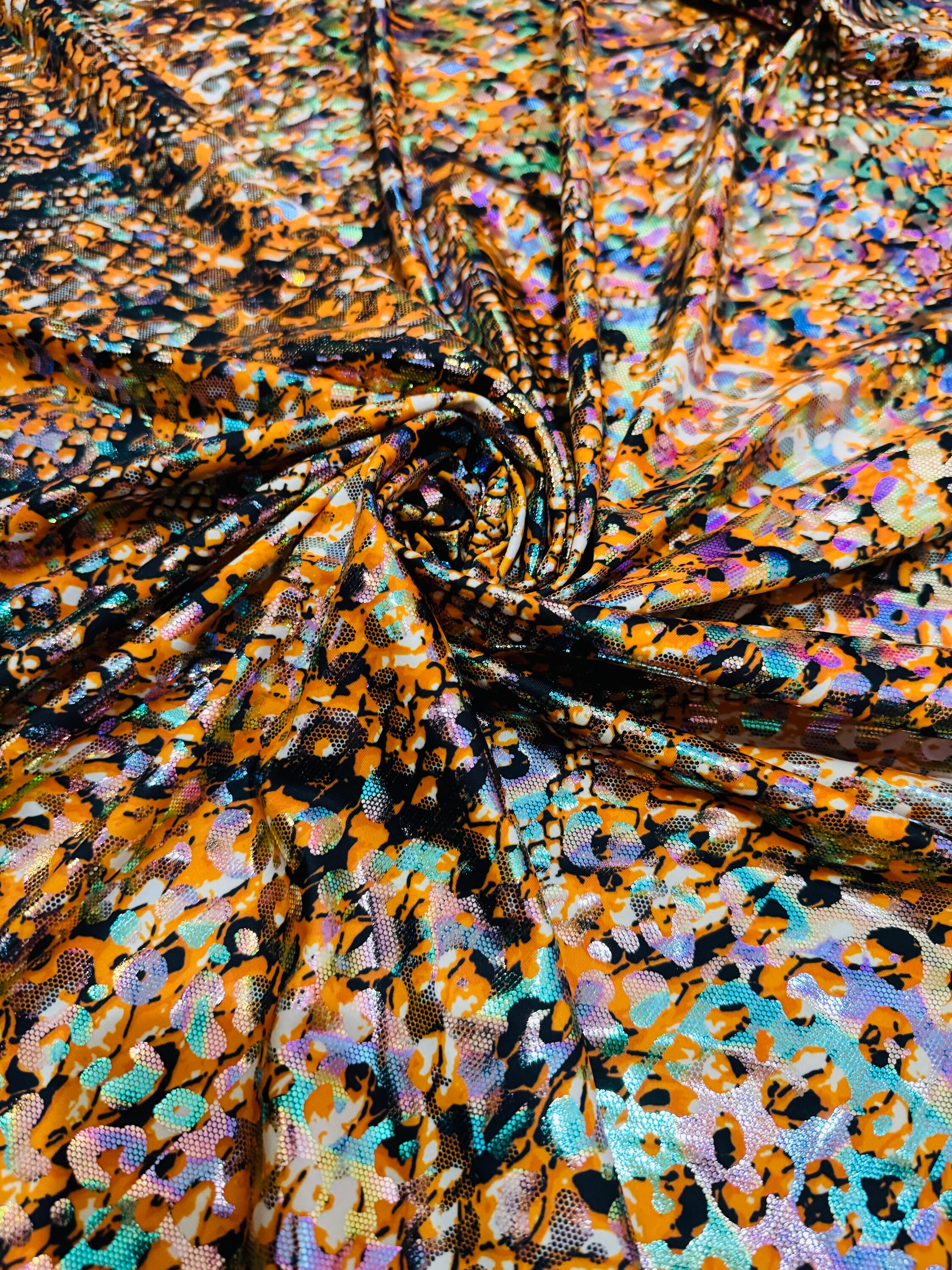 New Iridescent Skin Snake Design Print on Nylon Spandex Metallic ...