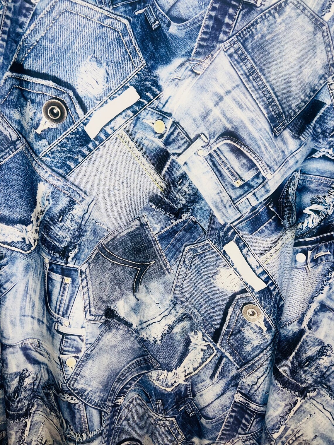 Blue Jeans Design Print on Nylon Spandex 4-way Stretch 58/60”sold by ...