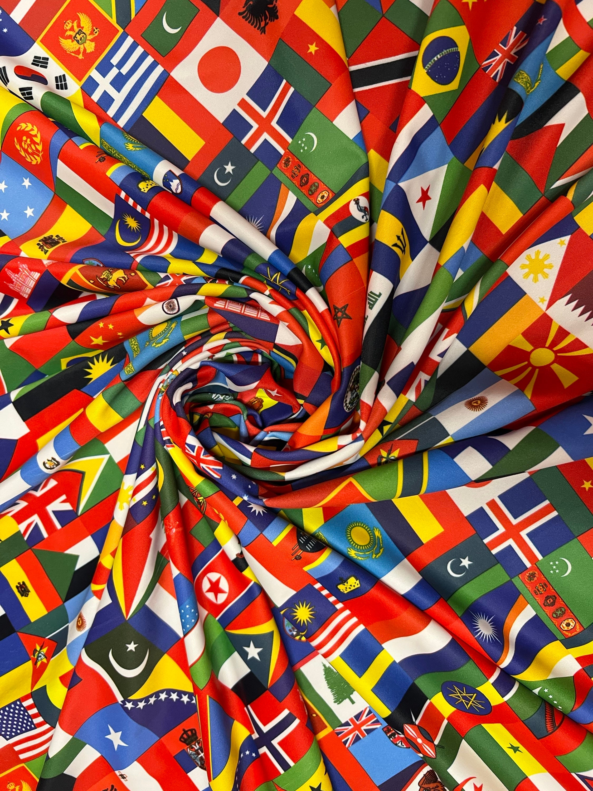 Flags of the World Design Print on Nylon Spandex - Etsy