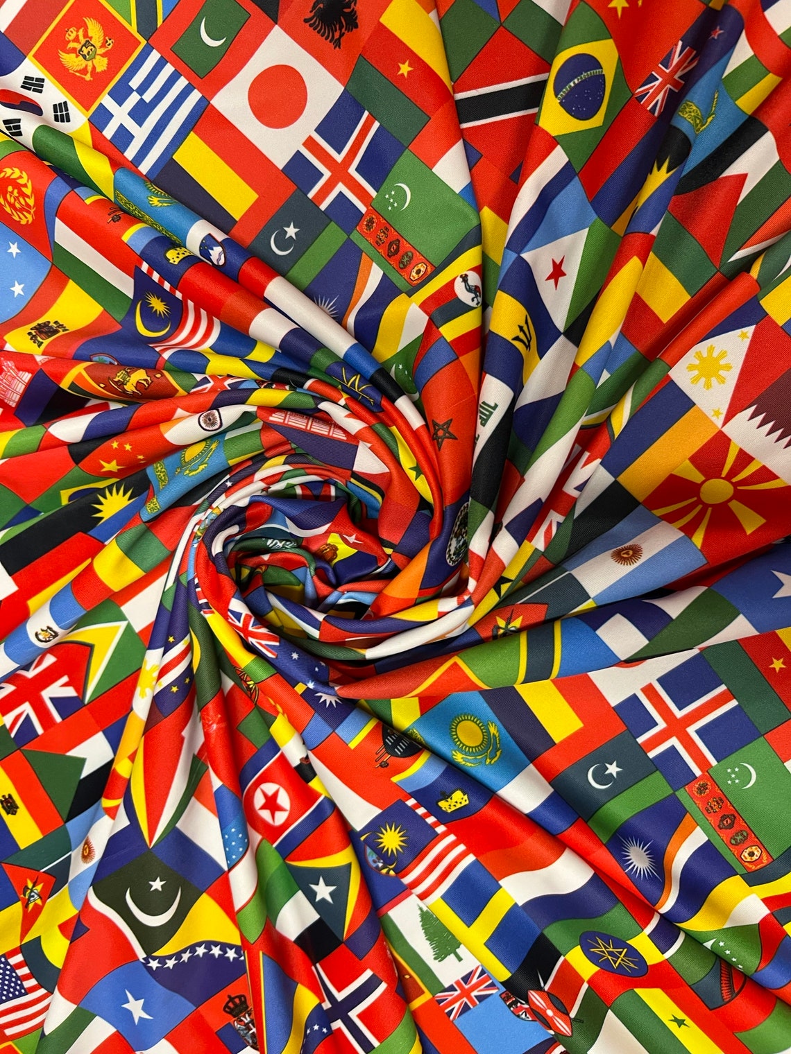 Flags of the World Design Print on Nylon Spandex - Etsy