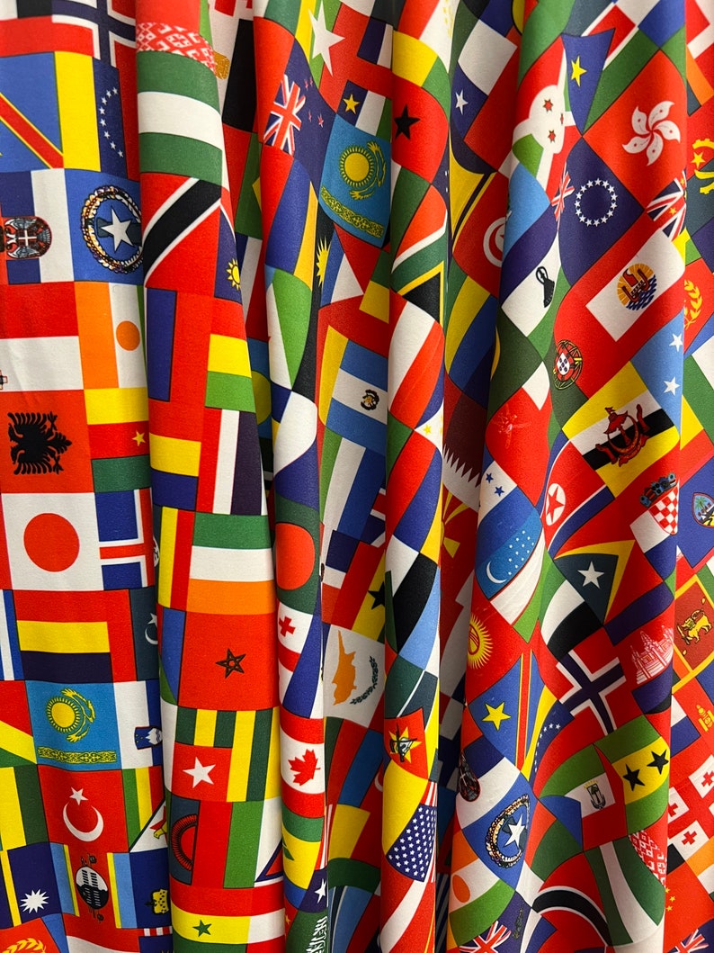 Flags of the World Design Print on Nylon Spandex - Etsy