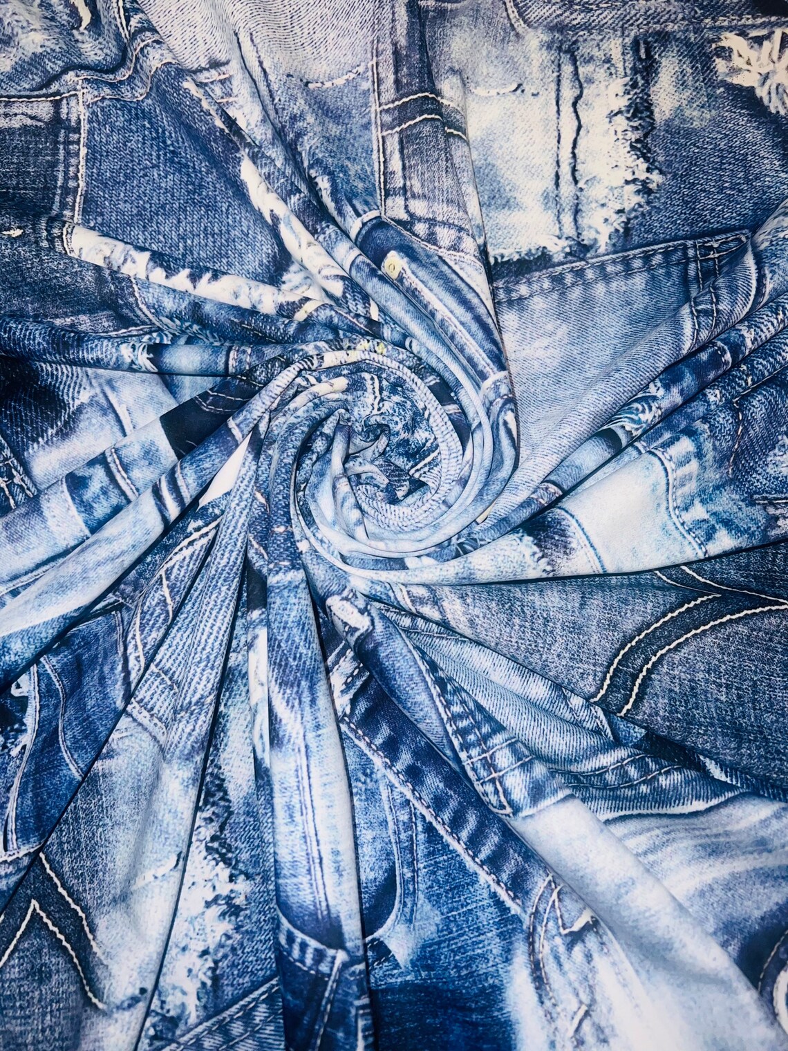 Blue Jeans Design Print on Nylon Spandex 4-way Stretch 58/60”sold by ...