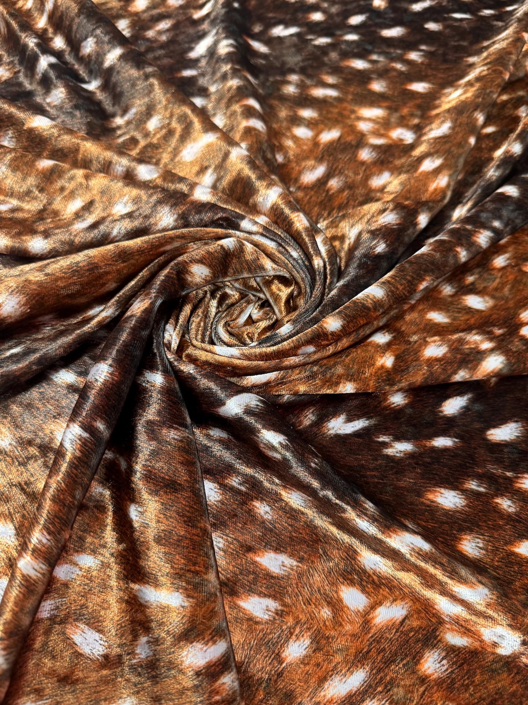New Deer Skin Pattern Design Print on Stretch Velvet Poly Spandex 4-way ...