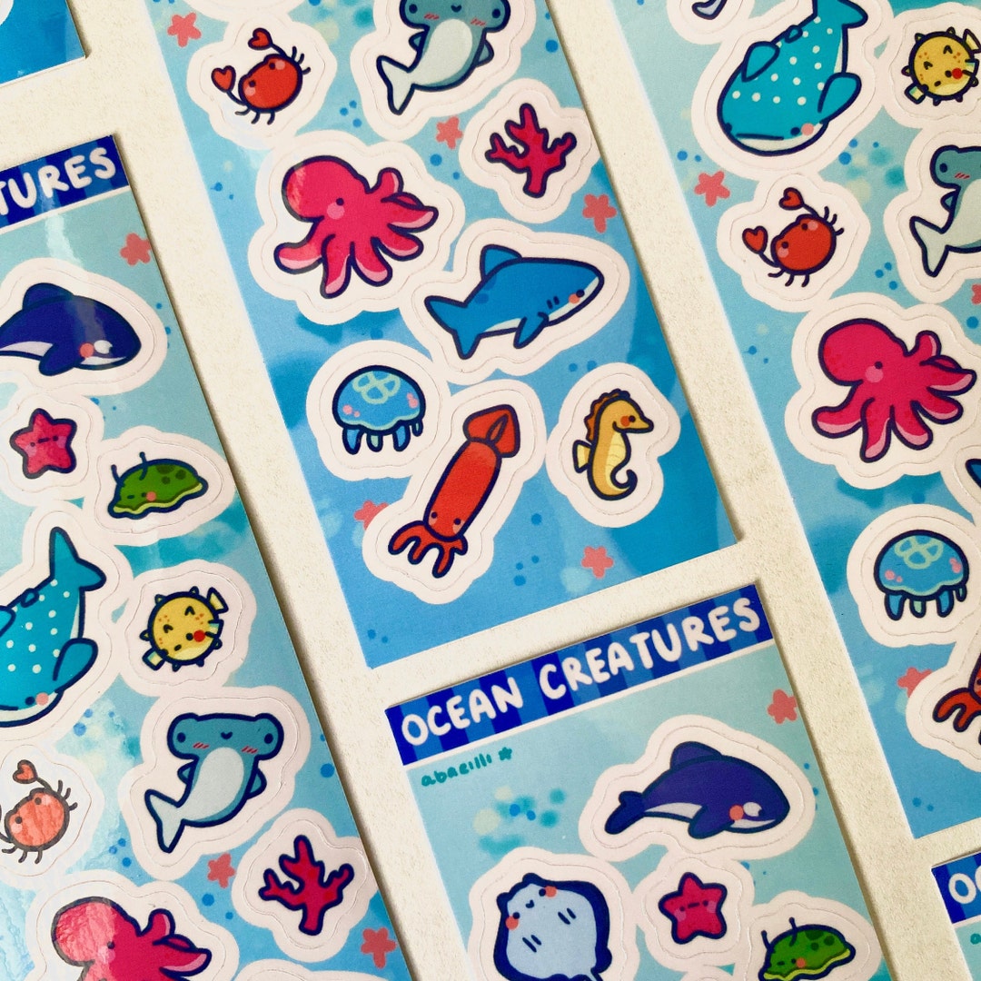 Sea Creatures Sticker Sheet - Etsy