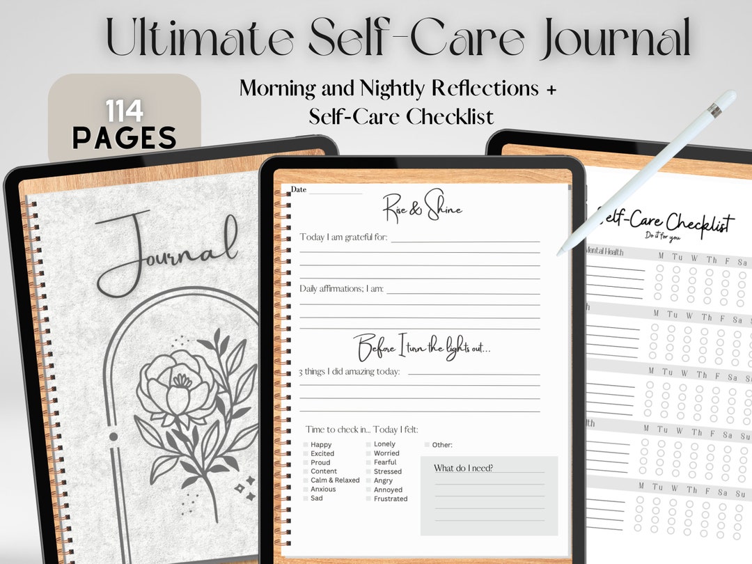 Self Care Journal Bundle, Self Care Checklist, Daily Gratitude Notebook ...