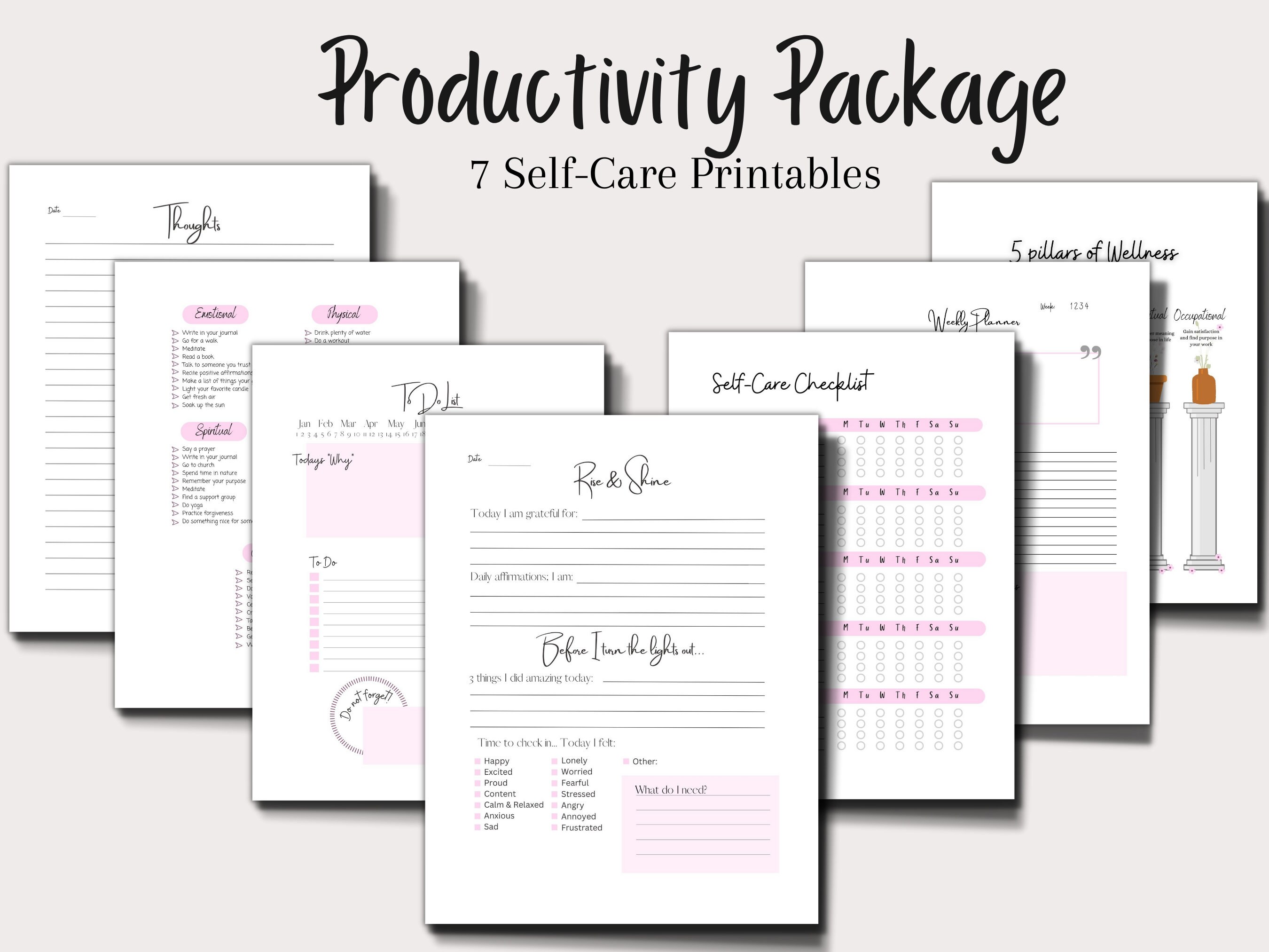 Self Care Printable BUNDLE, Self Care Journal, Planner Pages, Printable ...
