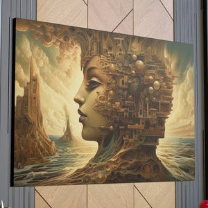 Wall Art Canvas Print, Striking Ai-art Trippy Otherworldly Cityscape #7 ...