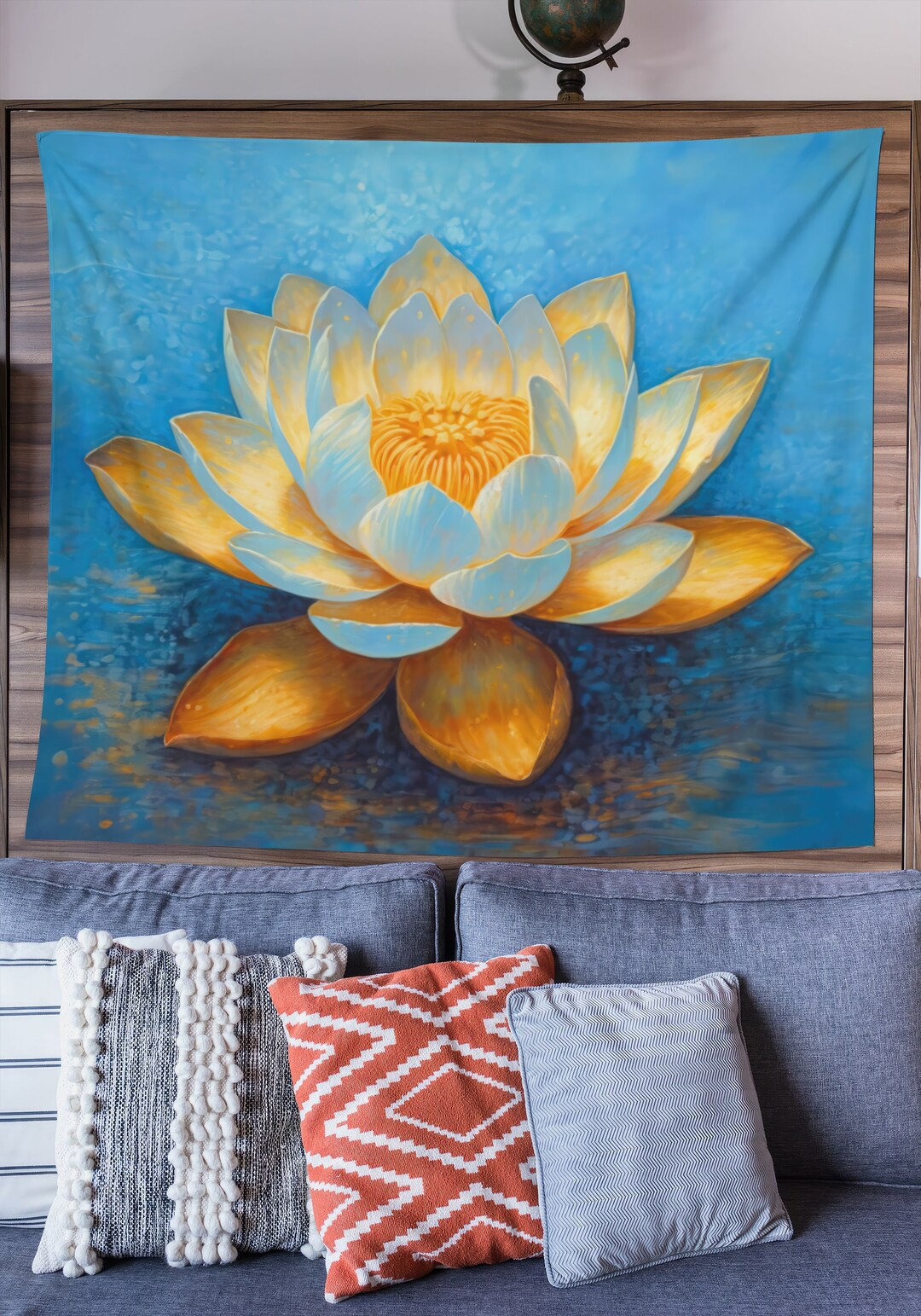 Lotus Tapestry, Spiritual Wall Art, Meditation Wall Decor, Boho ...