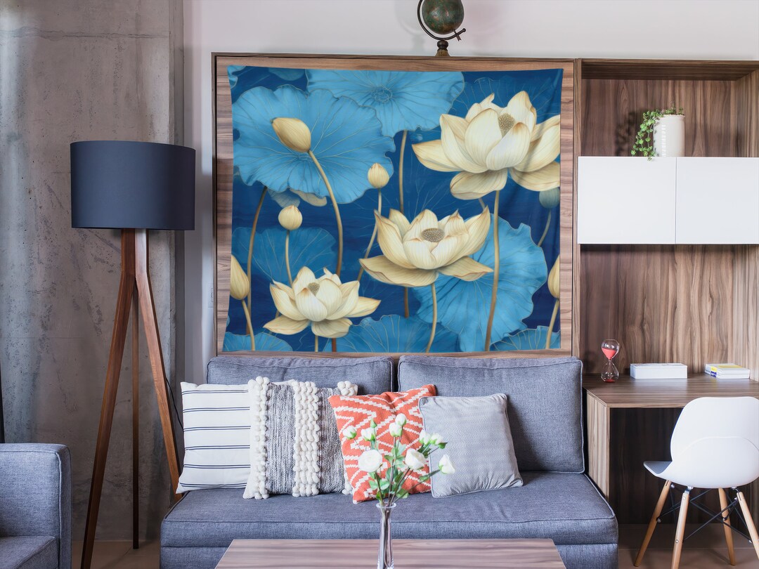 Lotus Tapestry, Spiritual Wall Art, Meditation Wall Decor, Boho ...