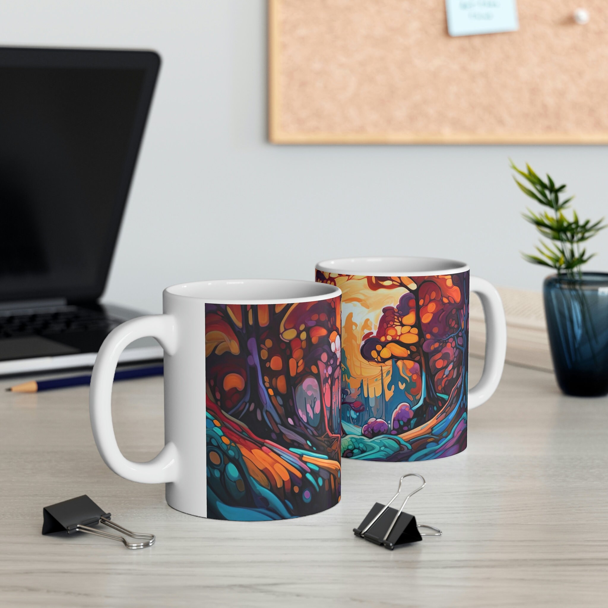 Psychedelic Forest Mug, Trippy Forest Mug, Hippy Forest Mug, Forest Mug ...