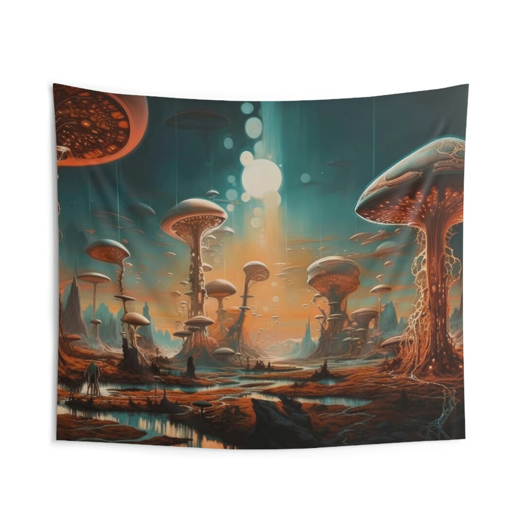 Otherworldly Tapestry, Alien Landscape Wall Art, Trippy Wall Decor ...