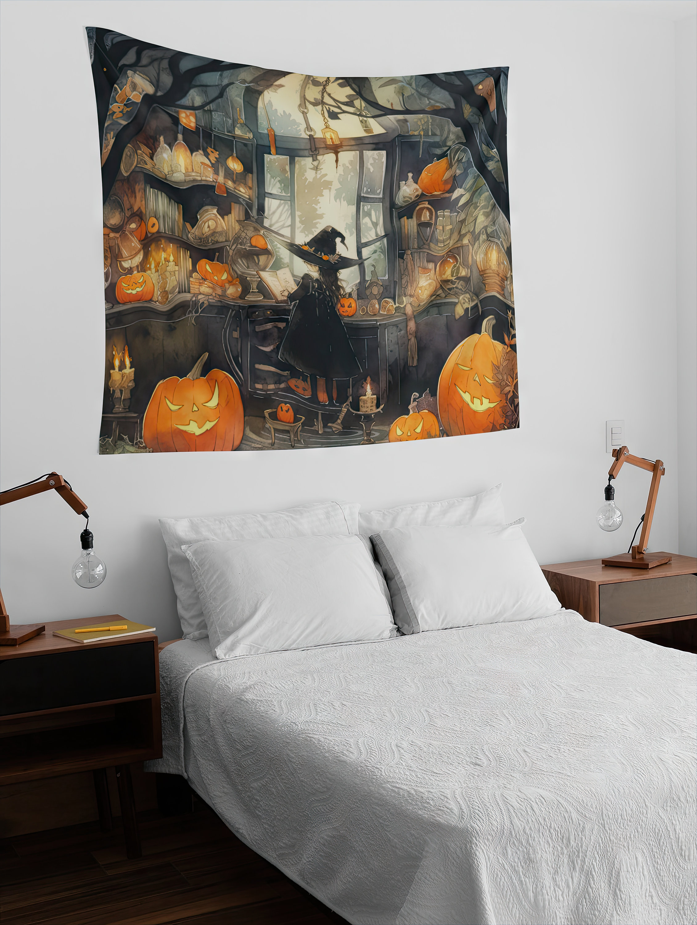 Witch Tapestry, Halloween Art Tapestry, Spooky Home Decor, Whimsigoth ...