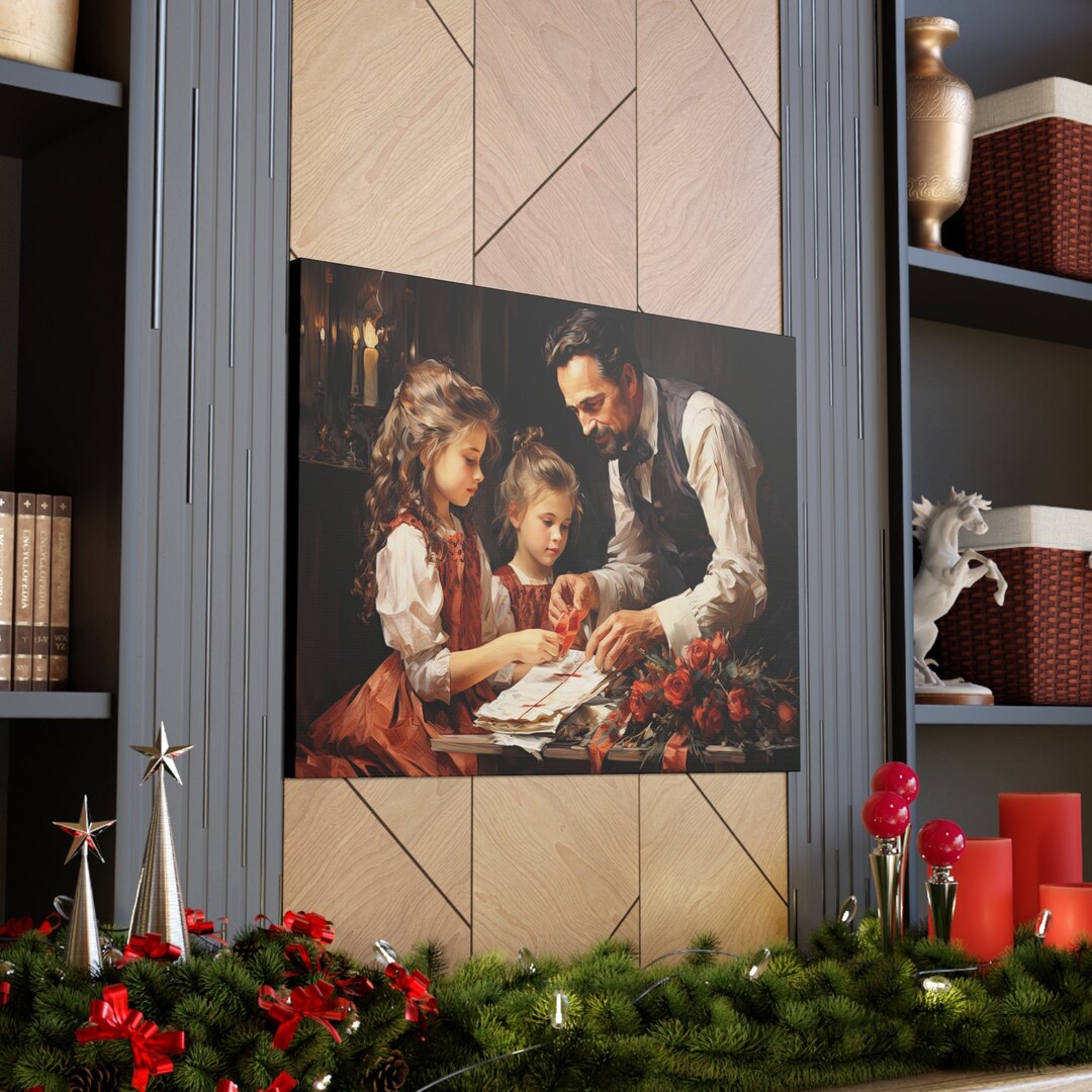 Family Canvas Art, Portrait Home Decor, Father Daughter Portrait Art ...