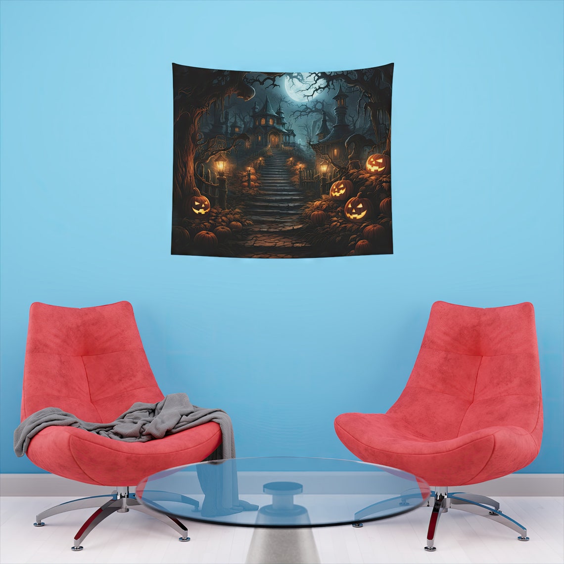 Witch Tapestry Halloween Art Tapestry Spooky Home Decor - Etsy