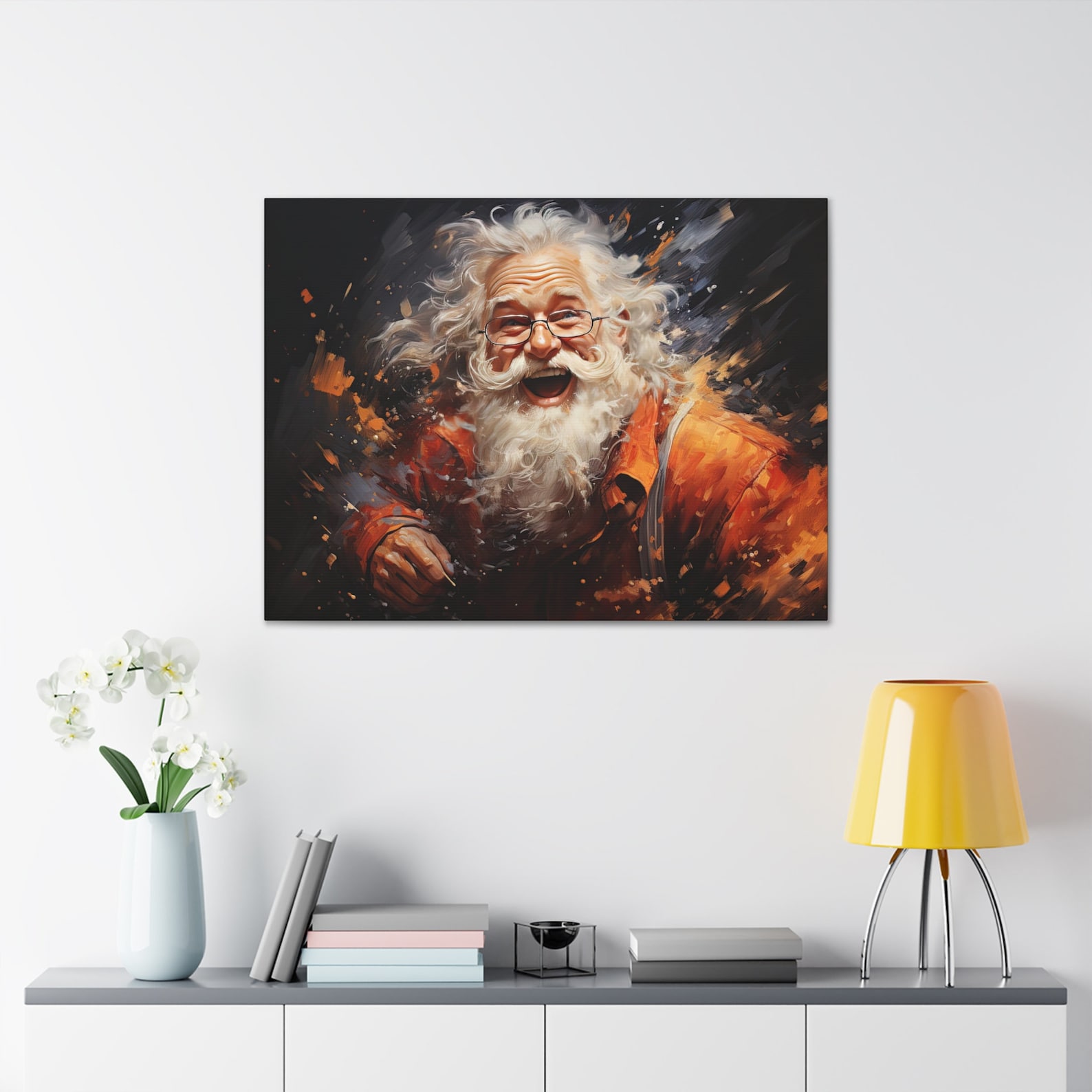 Winter Canvas Art Portrait Home Decor Urban Santa Portrait - Etsy