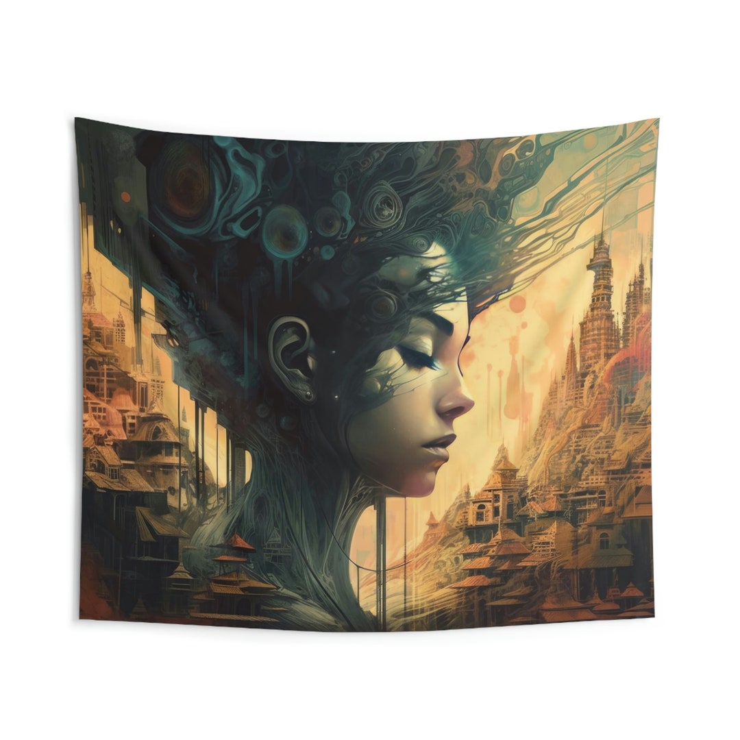 Otherworldly Tapestry, Alien Landscape Wall Art, Trippy Wall Decor ...