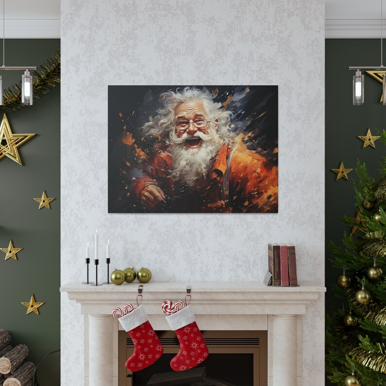 Winter Canvas Art Portrait Home Decor Urban Santa Portrait - Etsy