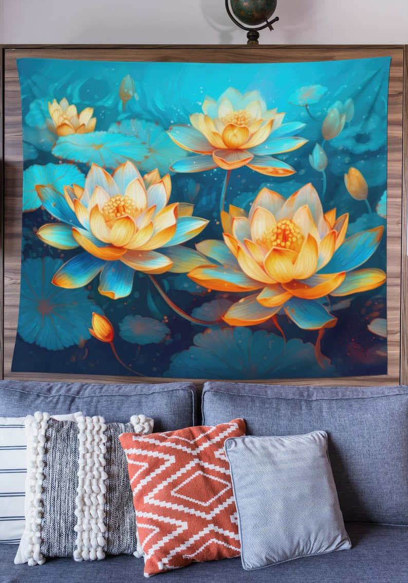 Lotus Tapestry, Spiritual Wall Art, Meditation Wall Decor, Boho ...