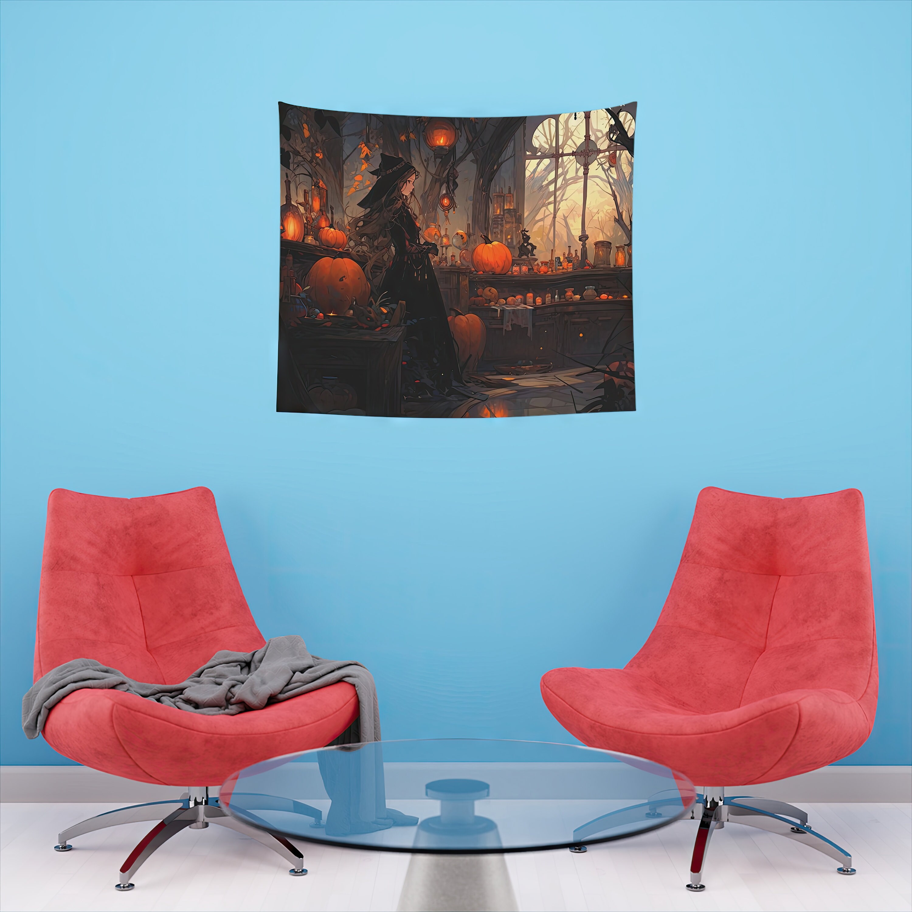 Witch Tapestry, Halloween Art Tapestry, Spooky Home Decor, Whimsigoth ...