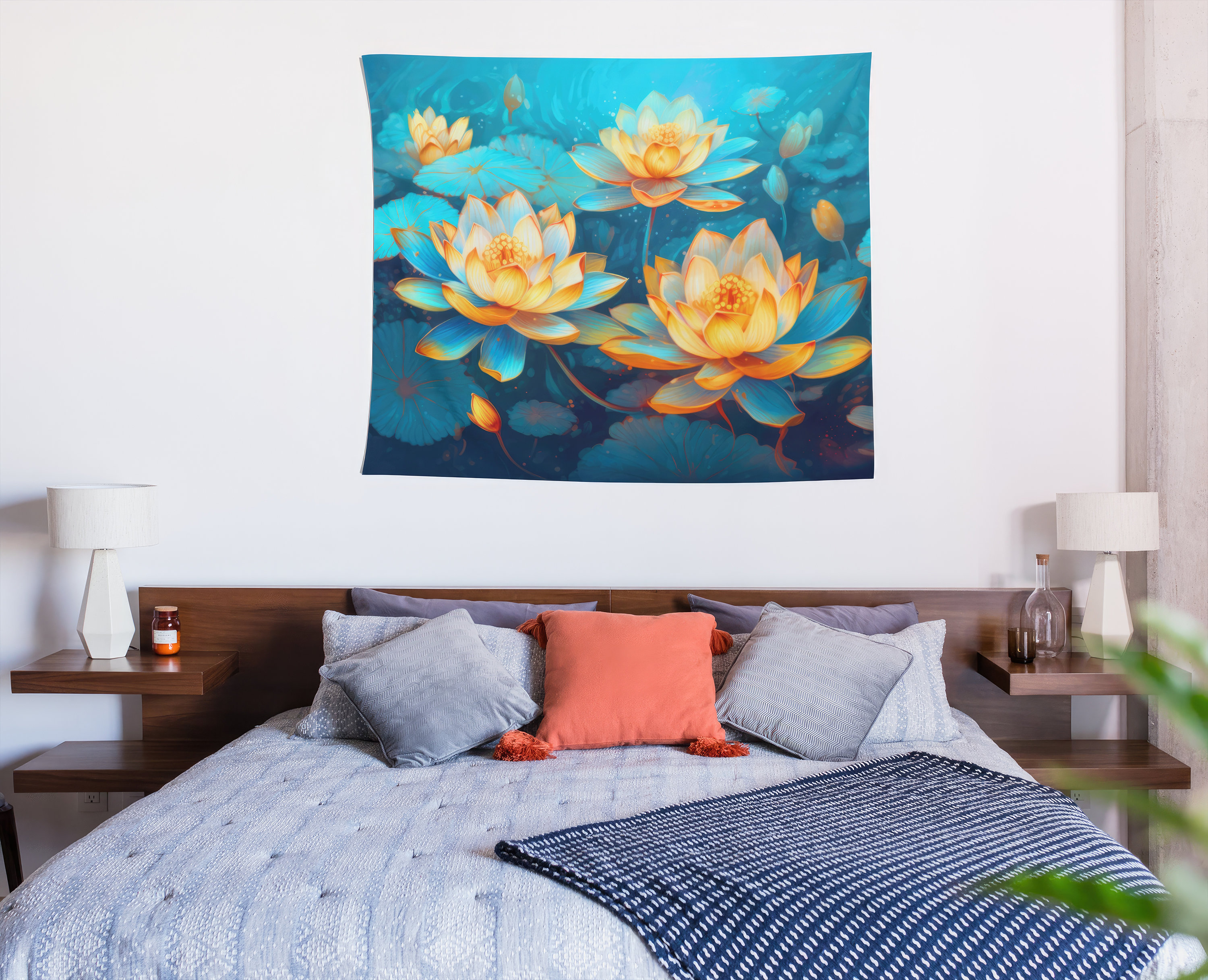 Lotus Tapestry, Spiritual Wall Art, Meditation Wall Decor, Boho ...