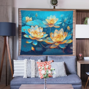 Lotus Tapestry, Spiritual Wall Art, Meditation Wall Decor, Boho ...