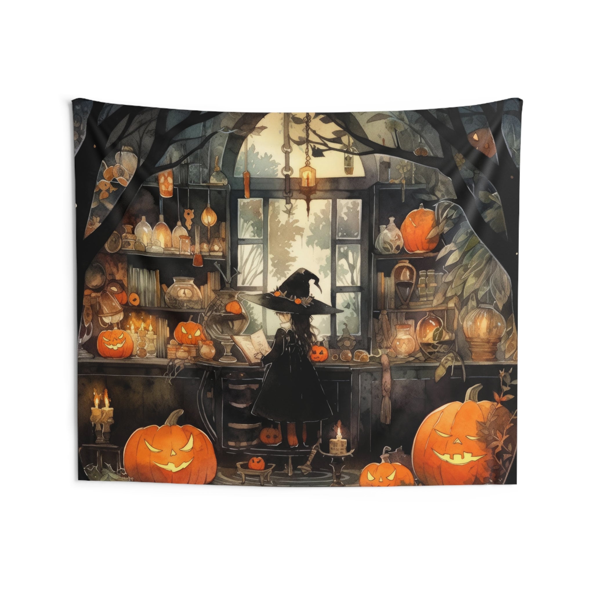 Witch Tapestry, Halloween Art Tapestry, Spooky Home Decor, Whimsigoth ...