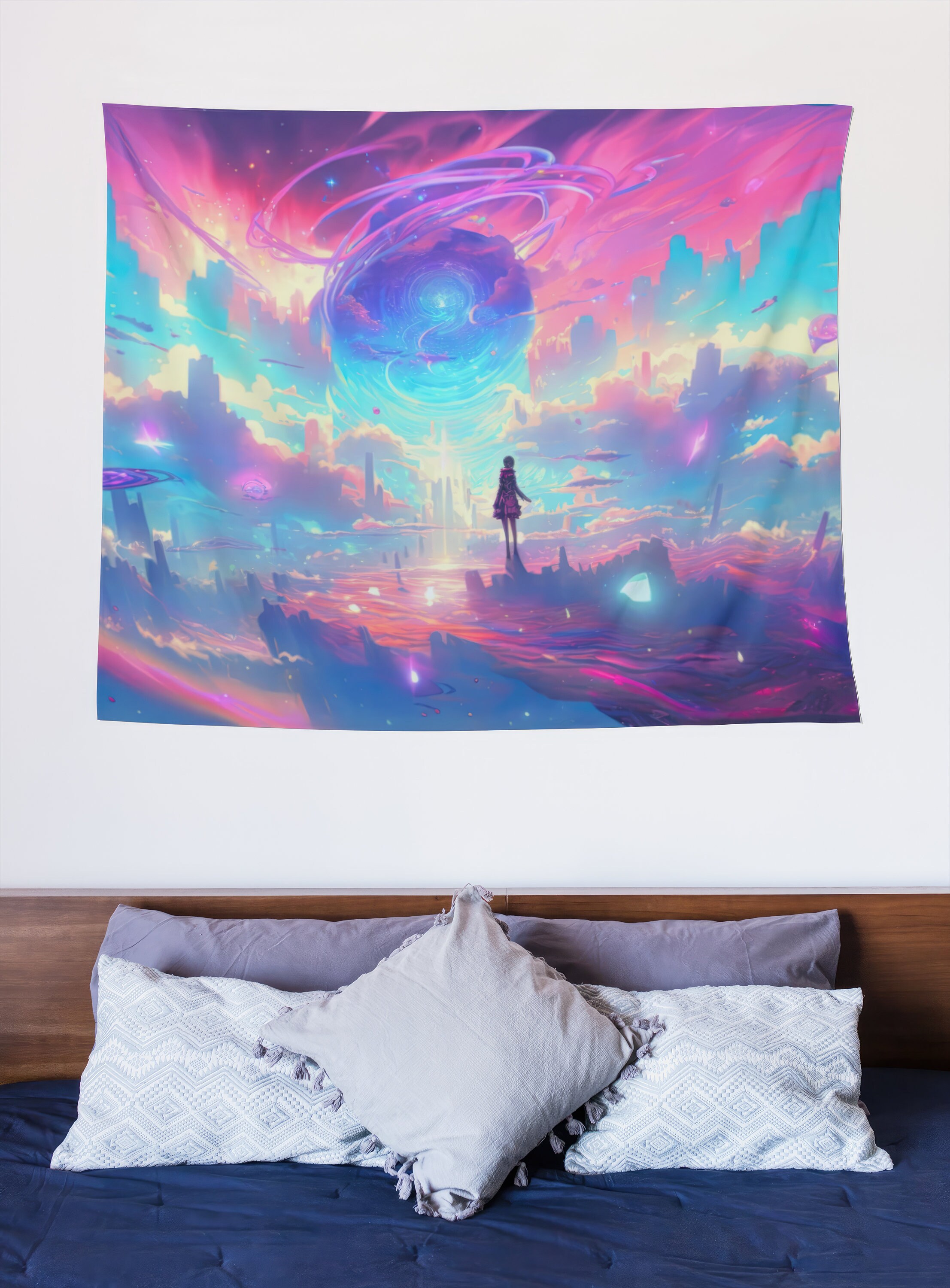 Psychedelic Alien Landscape Wall Art, Otherworldly Wall Decor, Striking ...