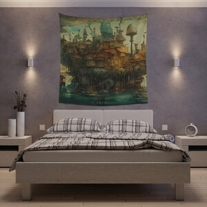 Otherworldly Tapestry, Alien Landscape Wall Art, Trippy Wall Decor ...