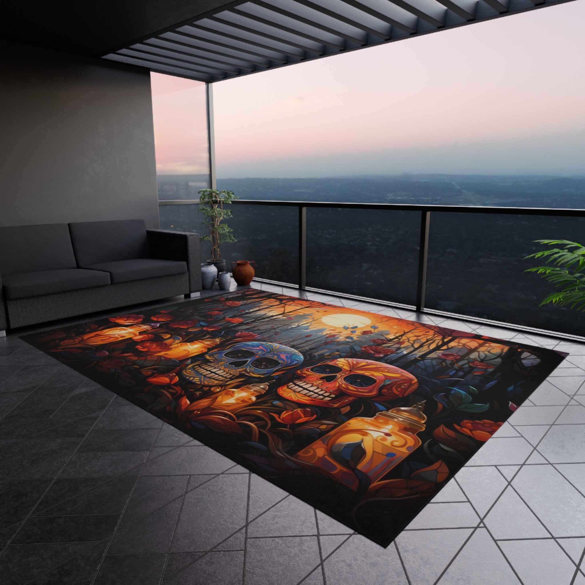 Dia De Muertos Rug Halloween Outdoor Rug Patio Rug Balcony - Etsy