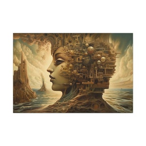 Wall Art Canvas Print, Striking Ai-art Trippy Otherworldly Cityscape #7 ...