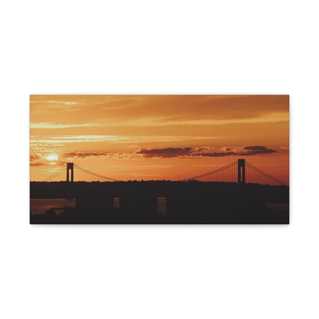 Golden Hour Bridge Silhouette Canvas Art, 1.25" Stretched - Etsy