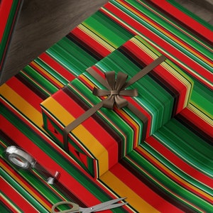 Western Serape Wrapping Paper Roll, Mexican Gift Wrap, Red Green Yellow ...