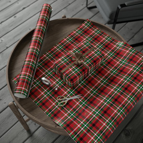 Plaid Christmas Wrapping Paper - Etsy
