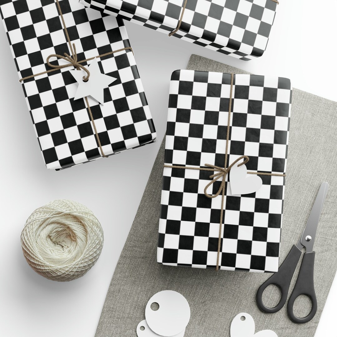 Checkered Wrapping Paper Roll, Black White Check Gift Wrap, Ideal for ...