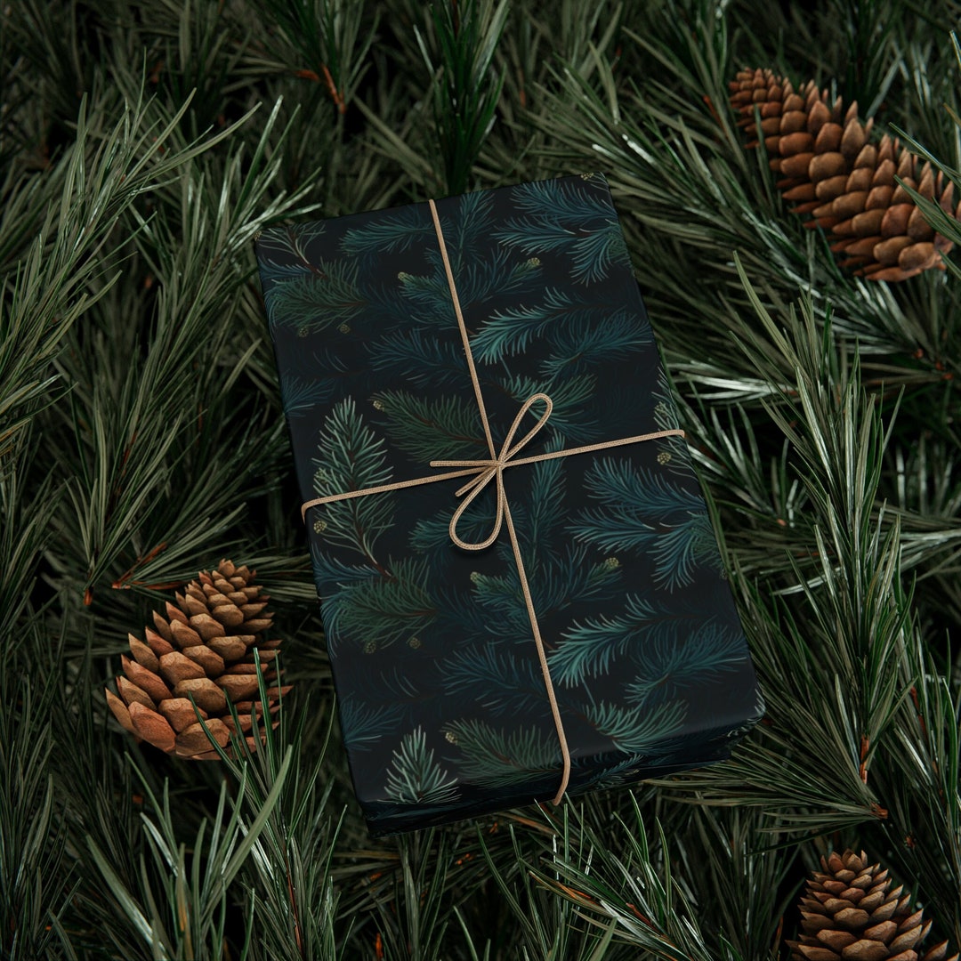 Fir Tree Wrapping Paper Roll, Christmas Branch Gift Wrap, Colorado Blue ...