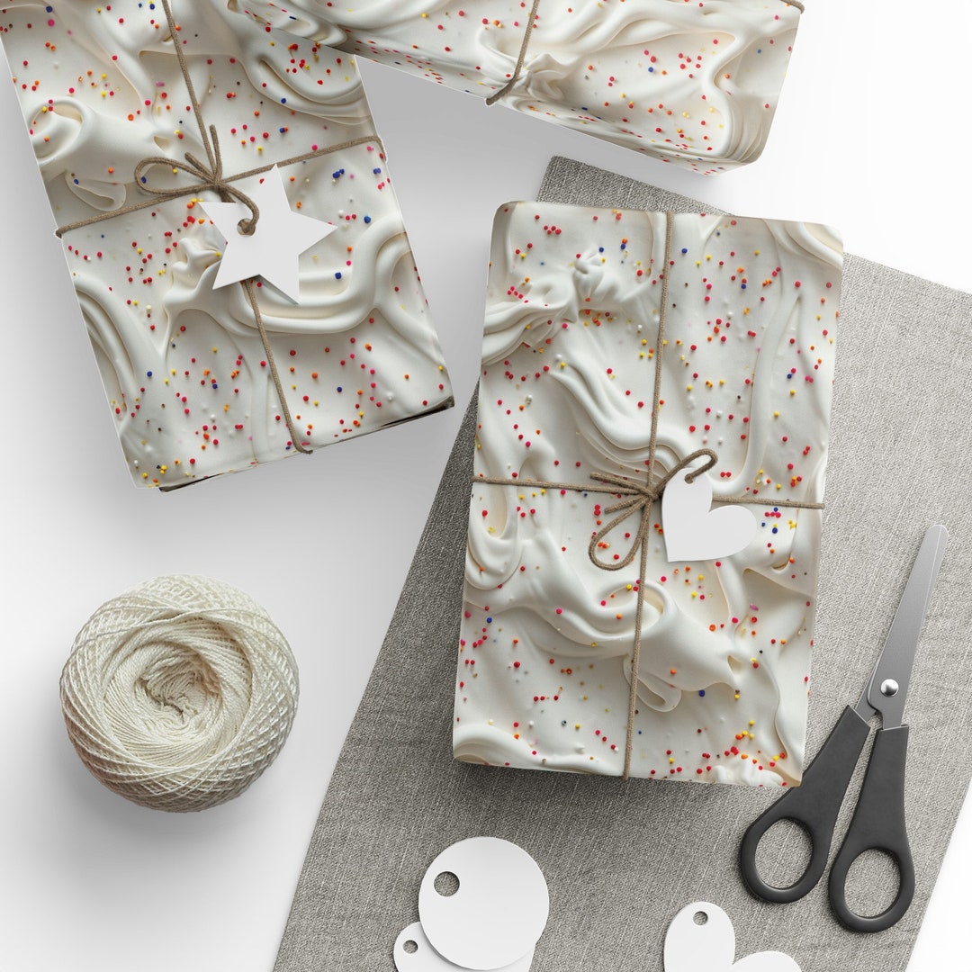 Birthday Cake Wrapping Paper Roll, Sprinkles and Icing Gift Wrap, Bday ...