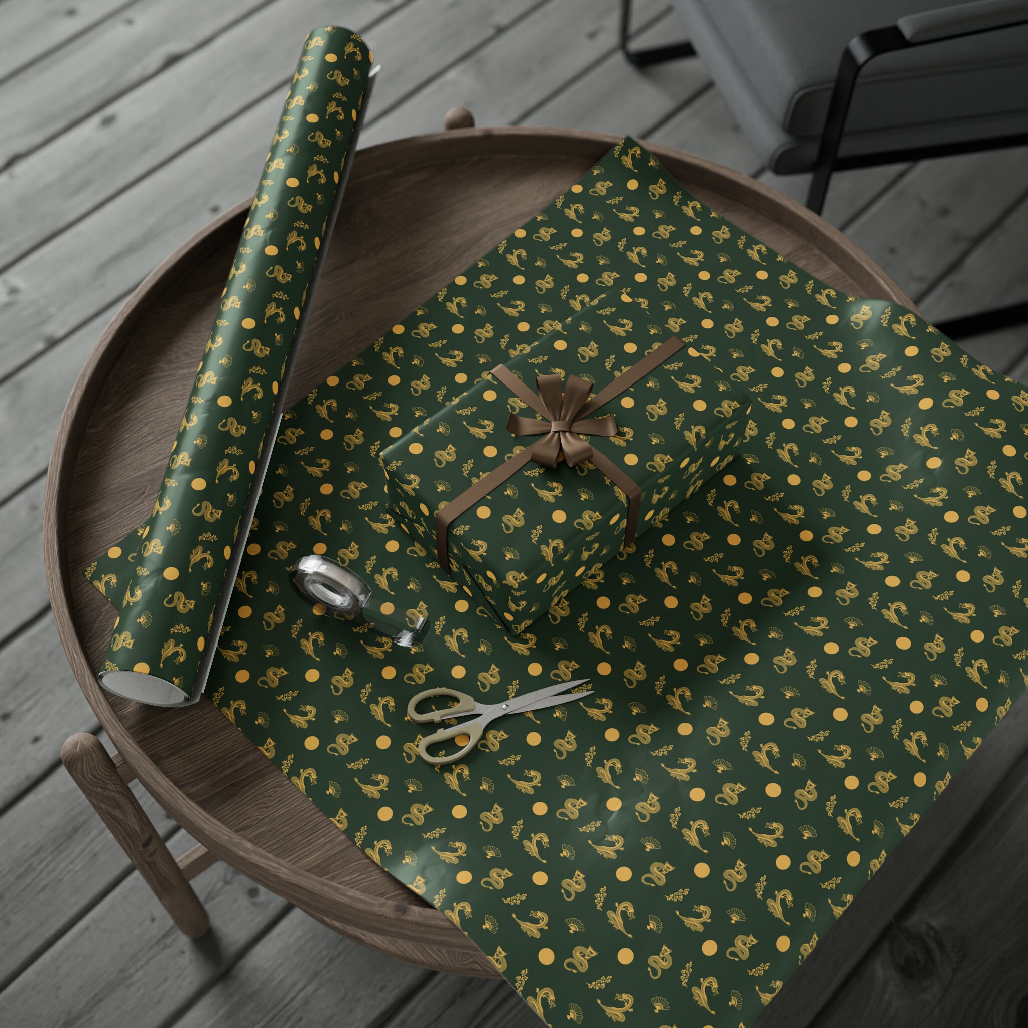 Chinese New Year Wrapping Paper Roll, Year of the Dragon Gift Wrap ...