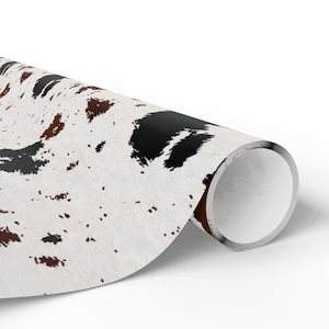 Cowhide Western Wrapping Paper Roll, Black Brown & White Cowhide ...