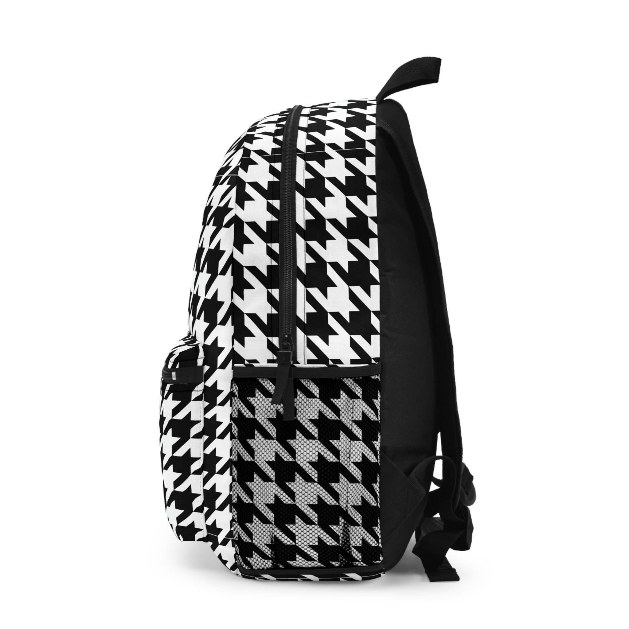 Houndstooth Backpack, Black and White Bag, Adjustable Shoulder Straps ...