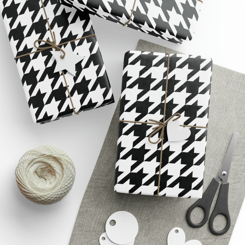 Houndstooth Pattern Gift Wrapping Paper, Houndstooth Wrapping Paper ...